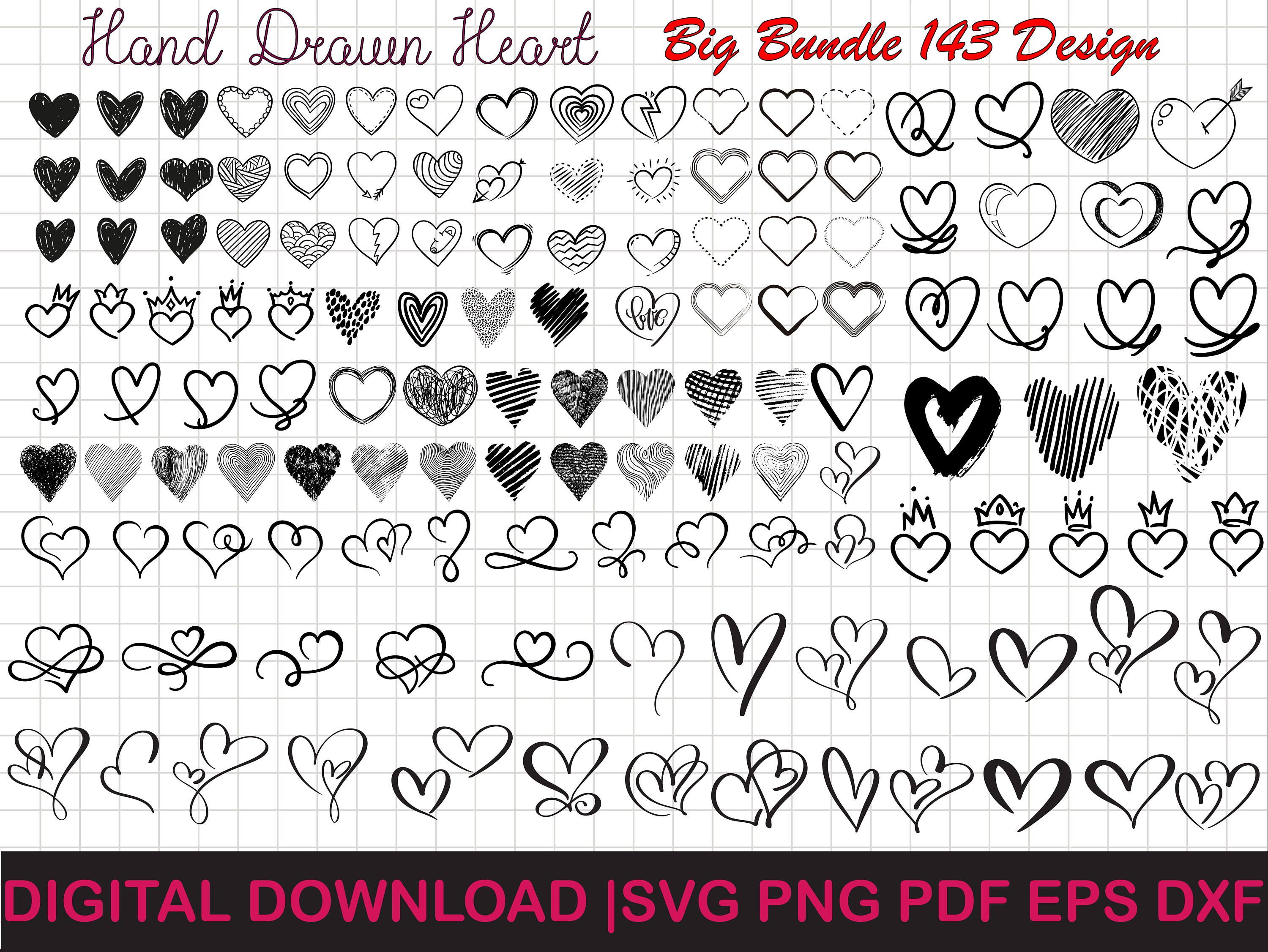 Heart Svg Bundle Heart Svg Hand Drawn Heart Svg Open Heart - Etsy