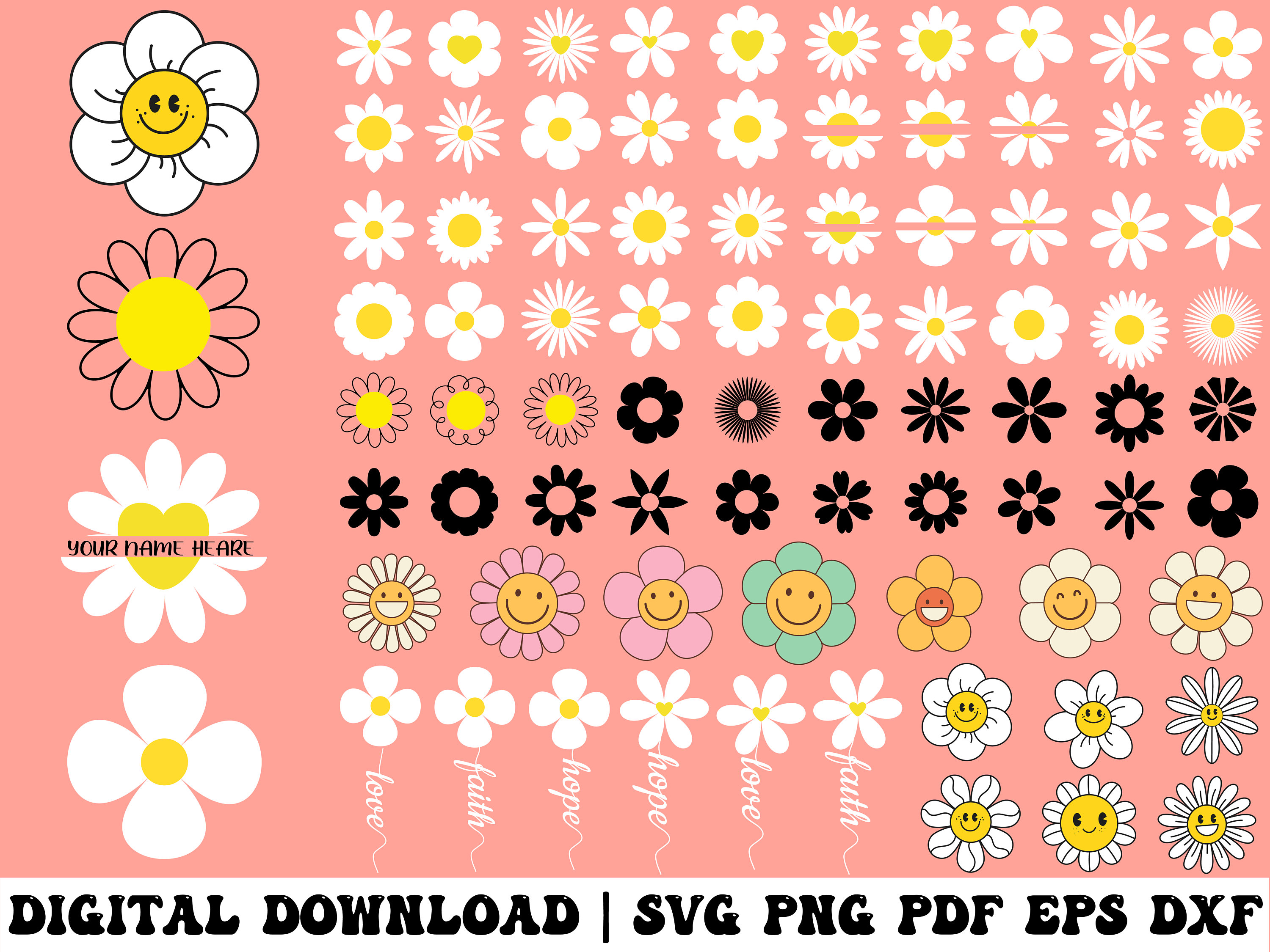 Daisy Svg Bundle Flower Svg Files for Cricut Clipart Cut - Etsy Australia