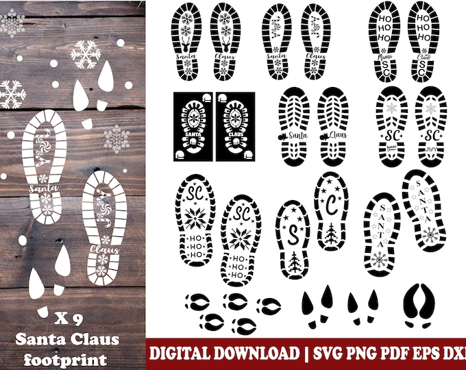 Santas Boot Print / Santa Stencil / Santas Footprint / Elf Footprints ...