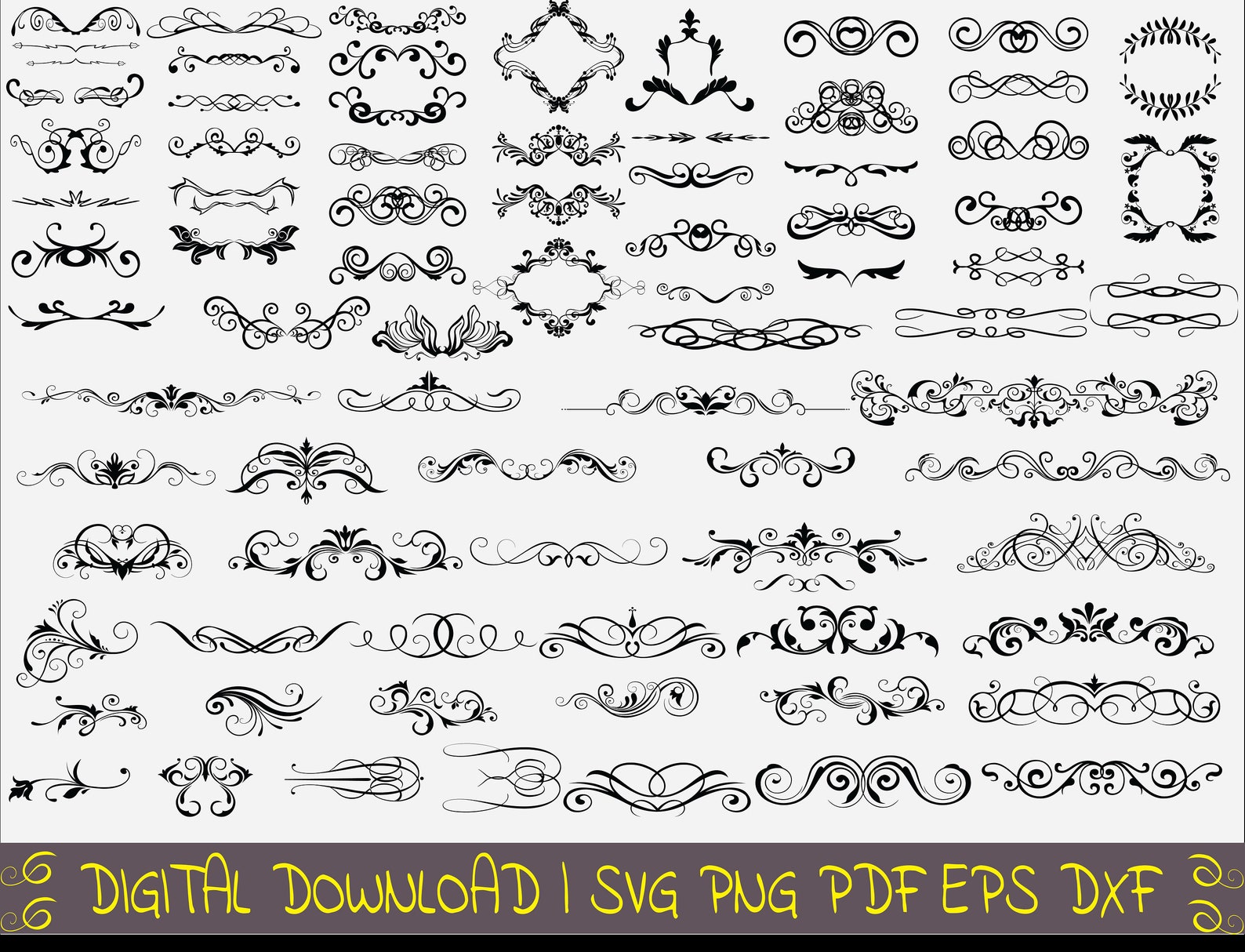 Decorative Elements SVG Ornaments Svg Flourishes SVG Swirls - Etsy