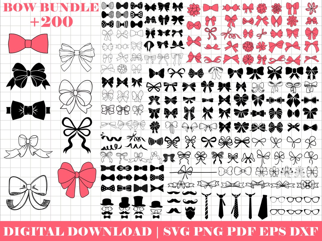 Ribbon Bow SVG Bundle, Ribbon SVG, Bow Svg, Hair Bow Svg, Bow Tie SVG ...