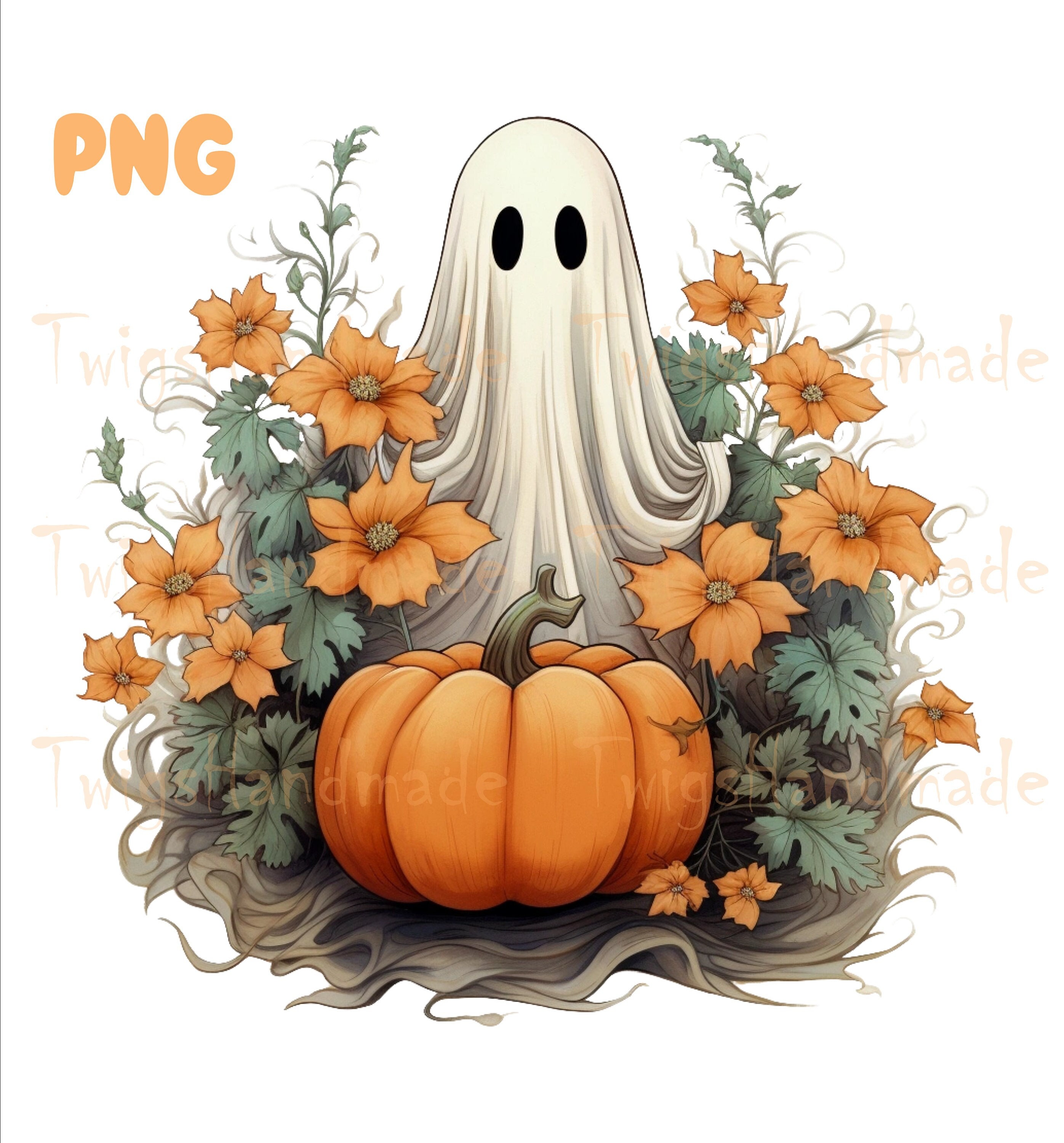 Vintage Sheet Ghost Floral Clipart Png - Etsy