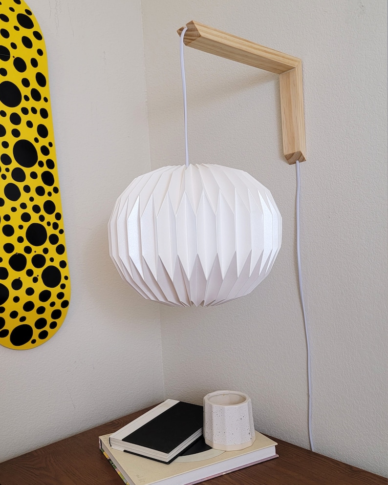 Round Origami Chandelier Lamp | Japandi Hanging Lampshade | Globe Wall ...