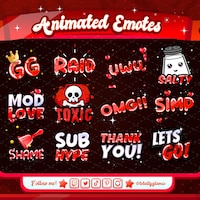 19 Red Text Emotes: Twitch, Youtube, Discord (112px) (digital Download ...