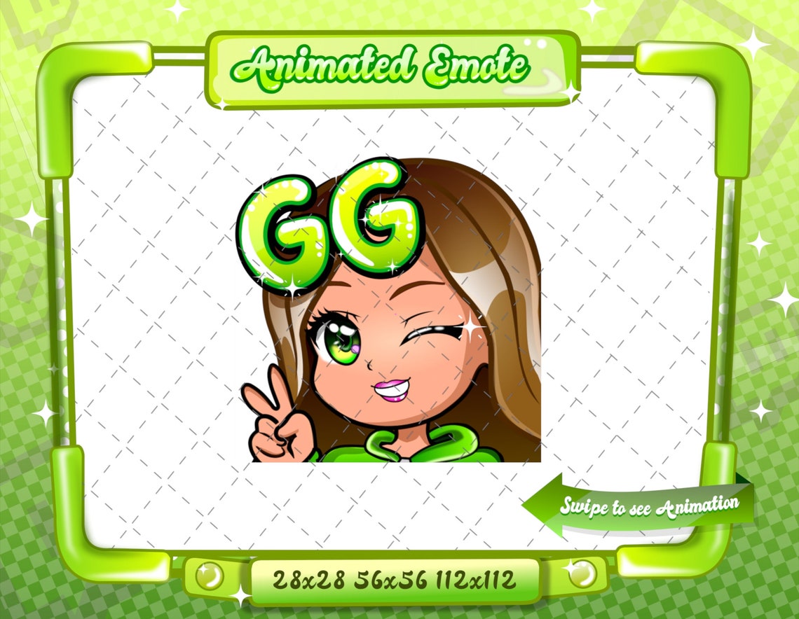 ANIMATED STATIC EMOTE Green Chibi Gg, Animated Brown Haired Emote, Gg ...