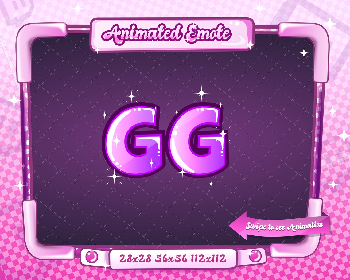 ANIMATED STATIC EMOTE Gg, Animated Purple Gg Emote, Good Game Sparkle ...