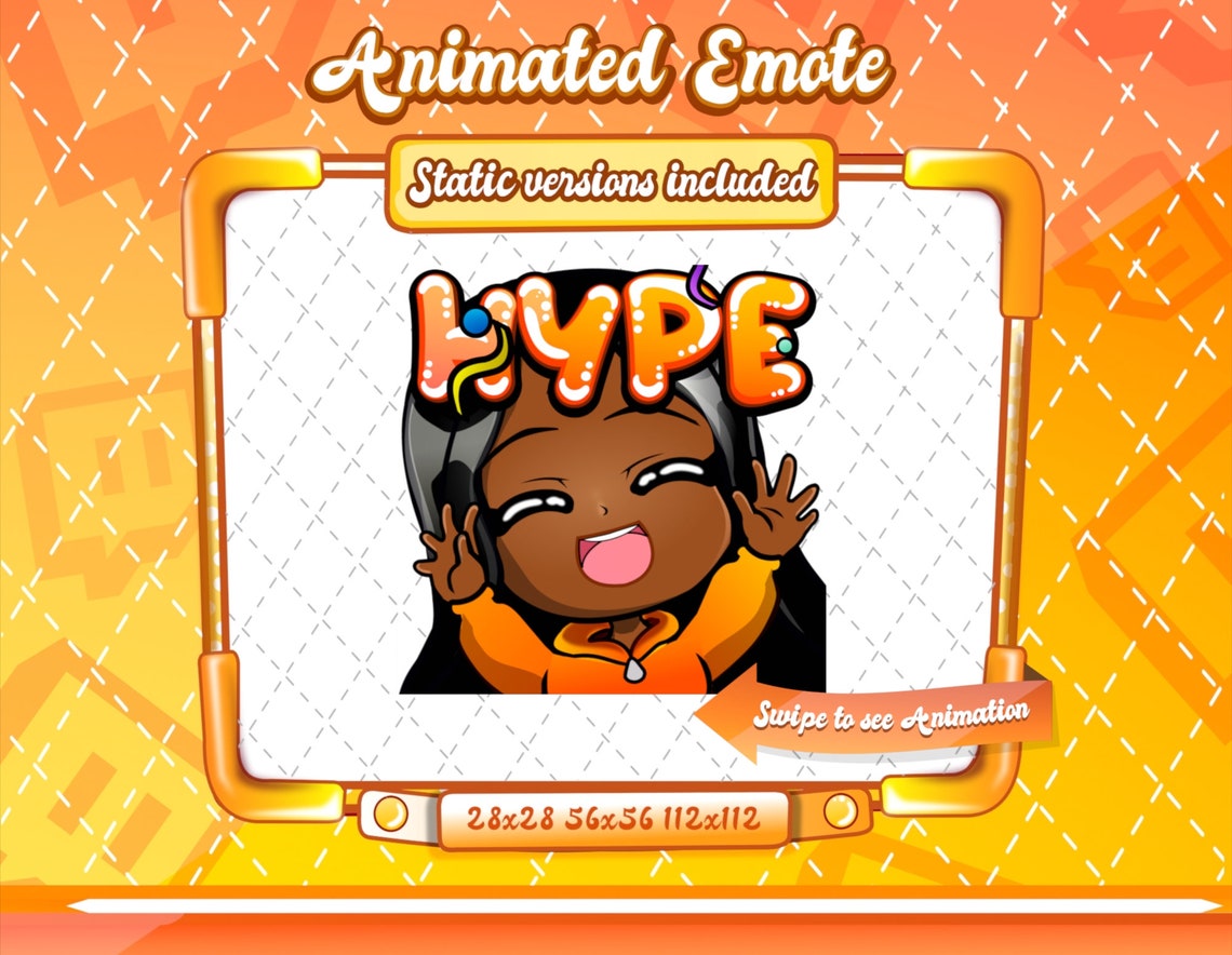 ANIMATED STATIC EMOTE Hype Chibi Emote, Animated Black Haired Emote ...