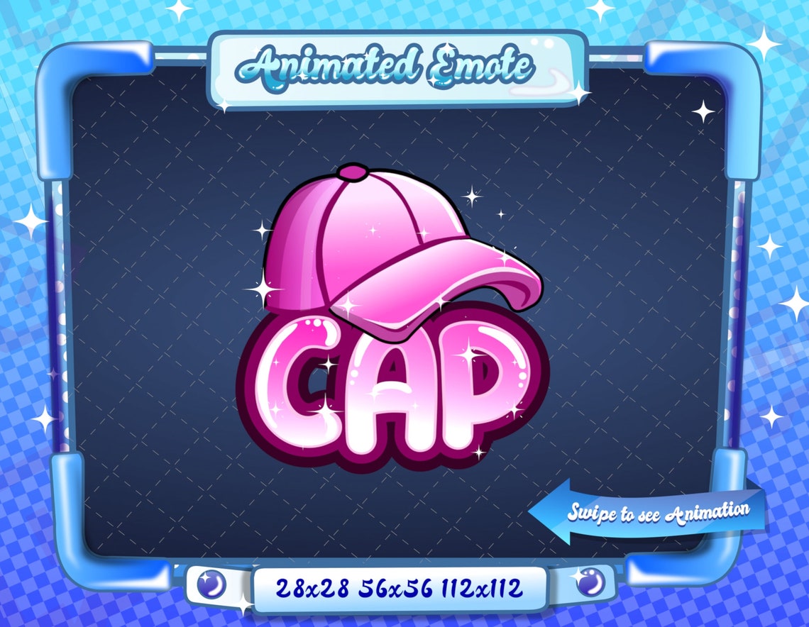ANIMATED STATIC EMOTE Cap, Animated Cap Emote, Cap Sparkle Emote, Text ...