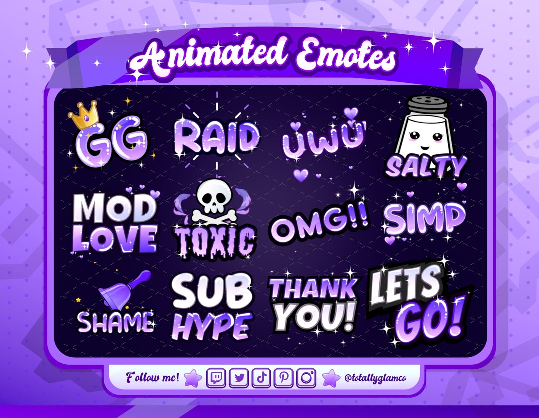 Animated + Static Purple Twitch Emote Starter Pack | Instant Download ...