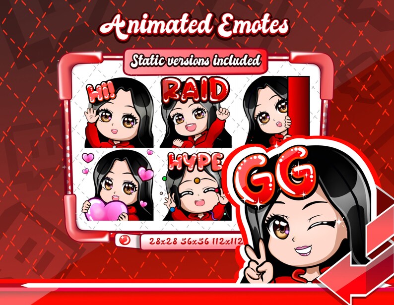 ANIMATED STATIC EMOTES Red Chibi Girl Emotes, Animated Chibi Emotes ...