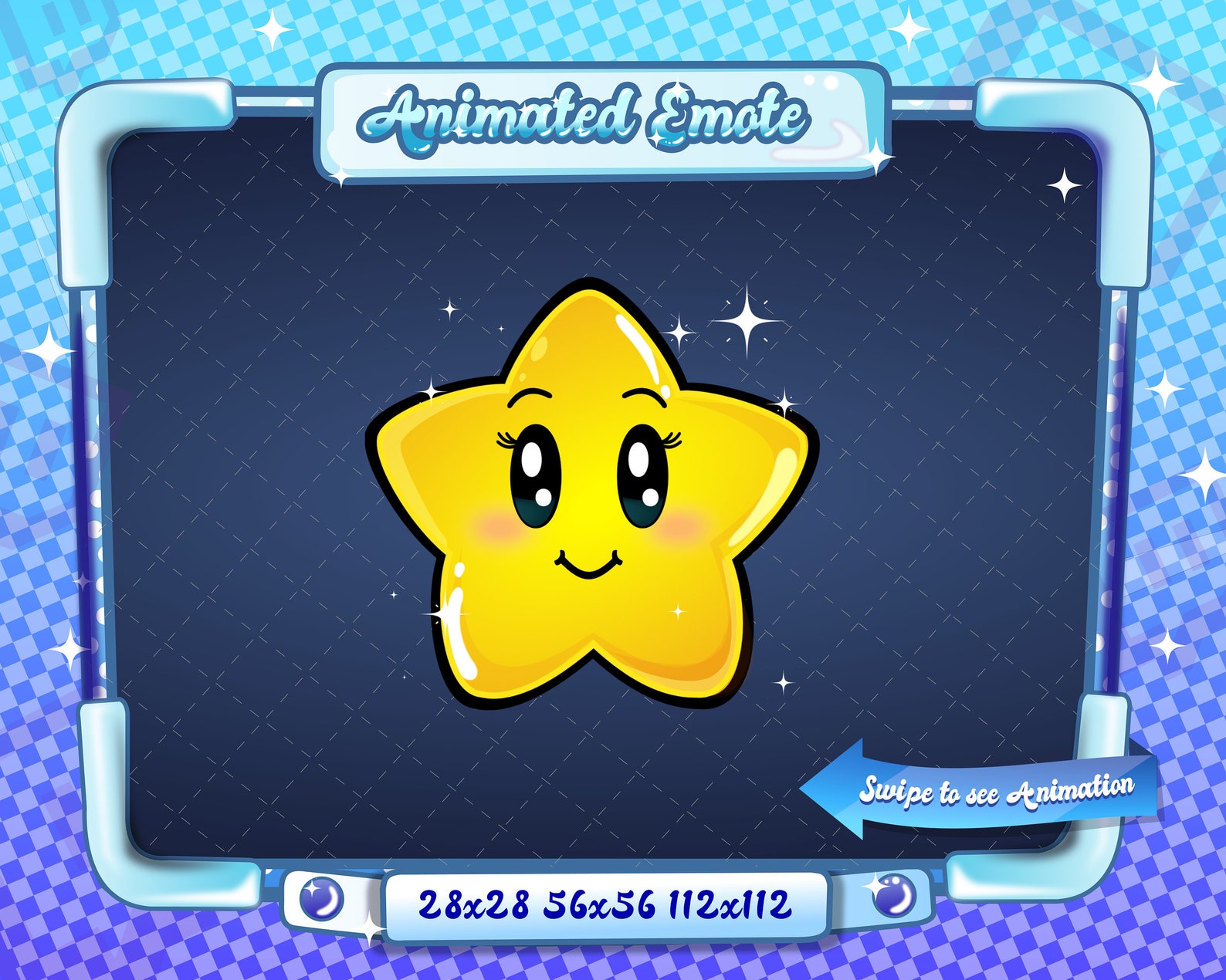 ANIMATED STATIC EMOTE Kawaii Star, Animated Kawaii Star Emote, Happy ...