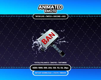 Ban Hammer Animated Emote: Twitch, Discord, Youtube (digital Download ...