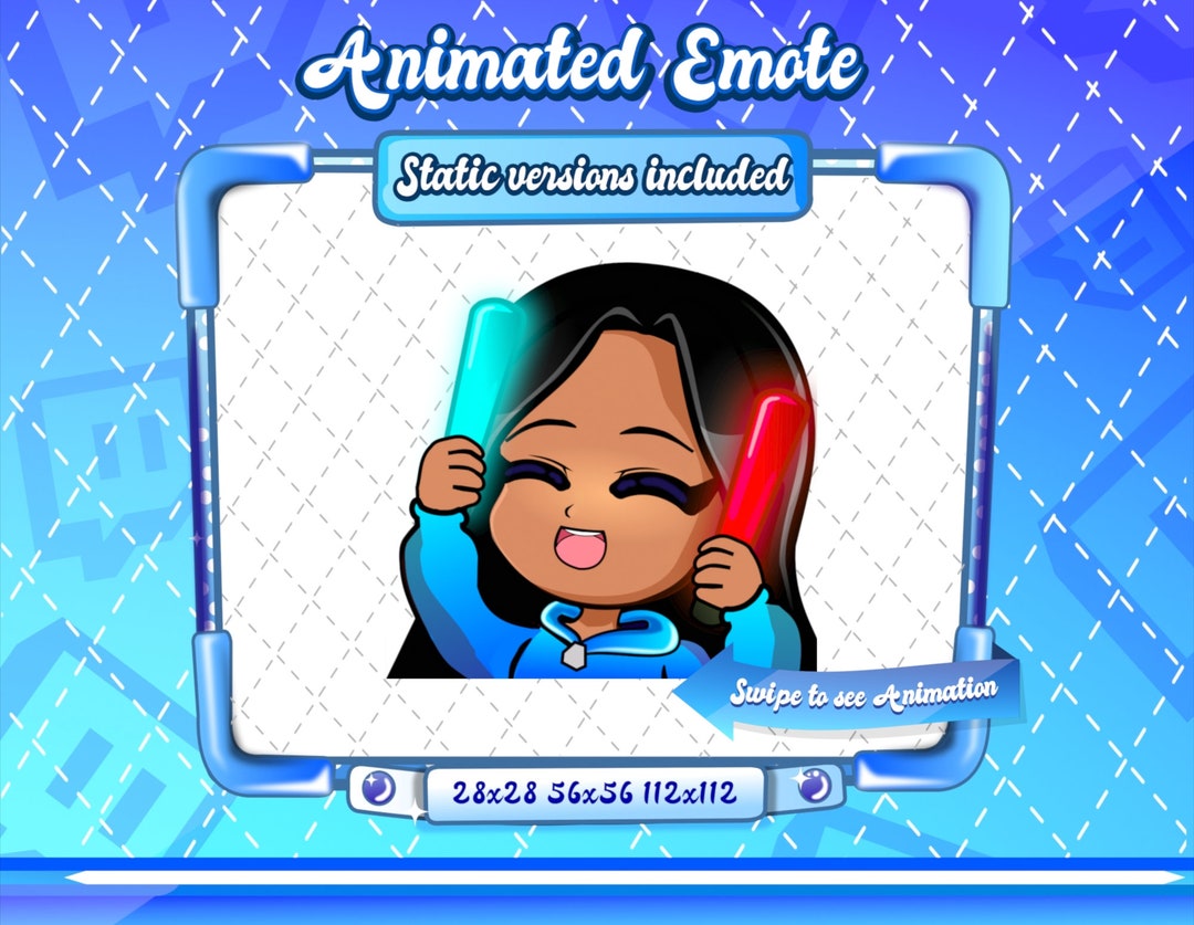 ANIMATED STATIC EMOTE Latina Chibi Rave, Animated Latina Rave Emote ...