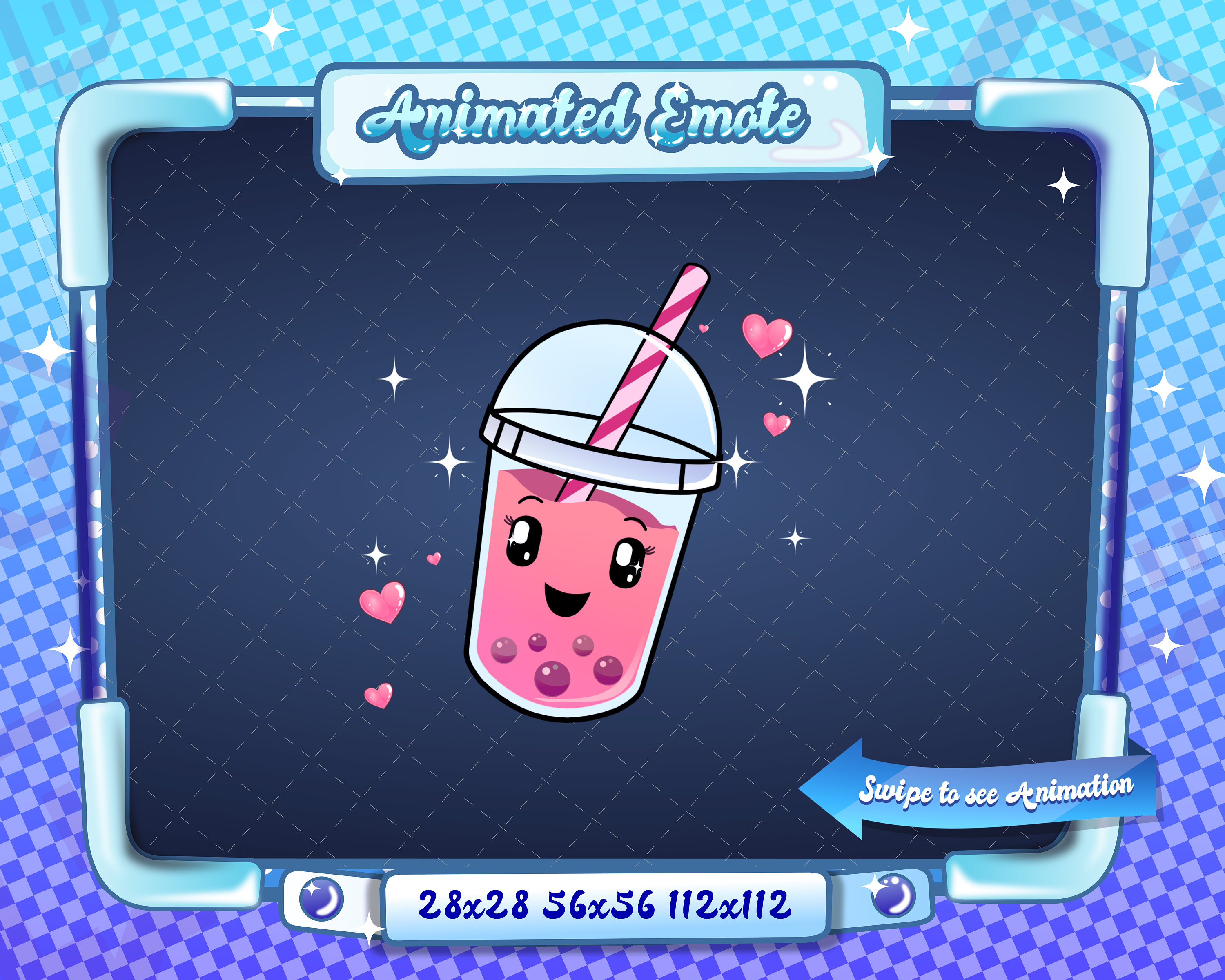 ANIMATED STATIC EMOTE Kawaii Boba Tea, Animated Boba Tea Emote, Boba ...
