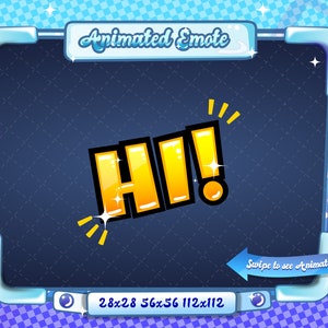 ANIMATED + STATIC EMOTE | Hi, Animated Hi Emote, Hi Sparkle Emote, Hi ...