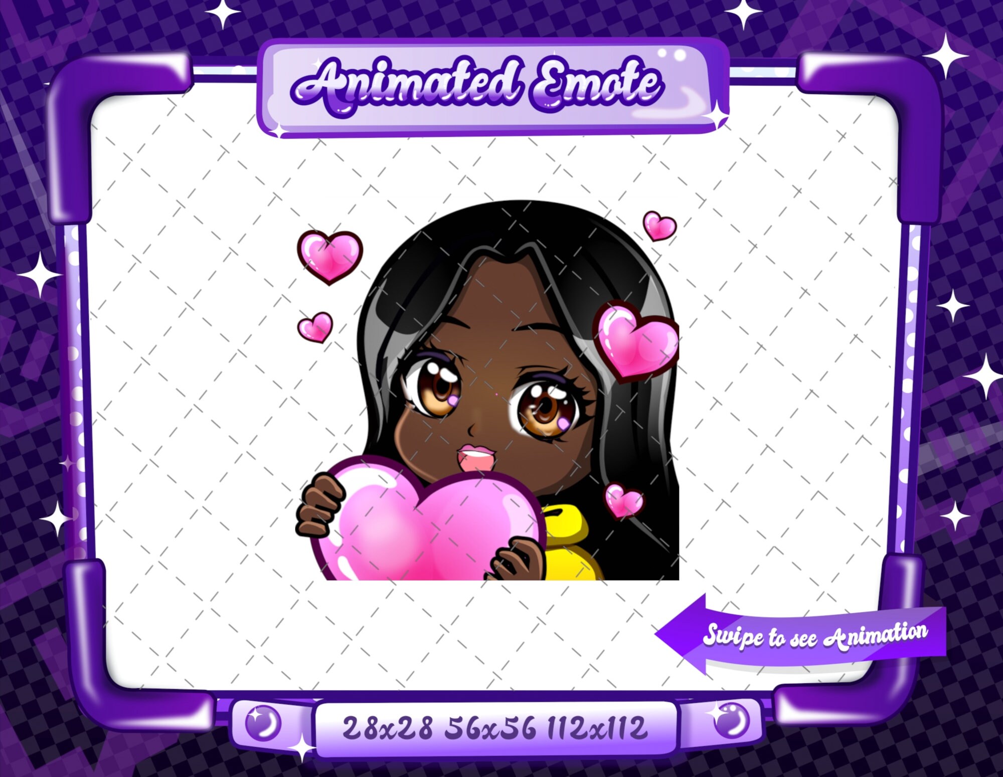 ANIMATED STATIC EMOTE Love Chibi Emote, Animated Black Haired Emote ...