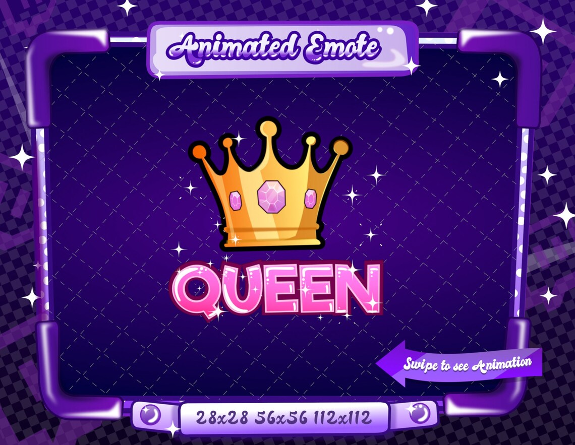 ANIMATED STATIC EMOTE Queen, Animated Queen Emote, Queen Sparkle Emote ...