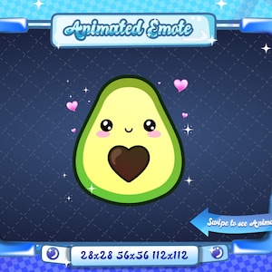 ANIMATED + STATIC EMOTE | Kawaii Avocado Love, Animated Avocado Emote ...