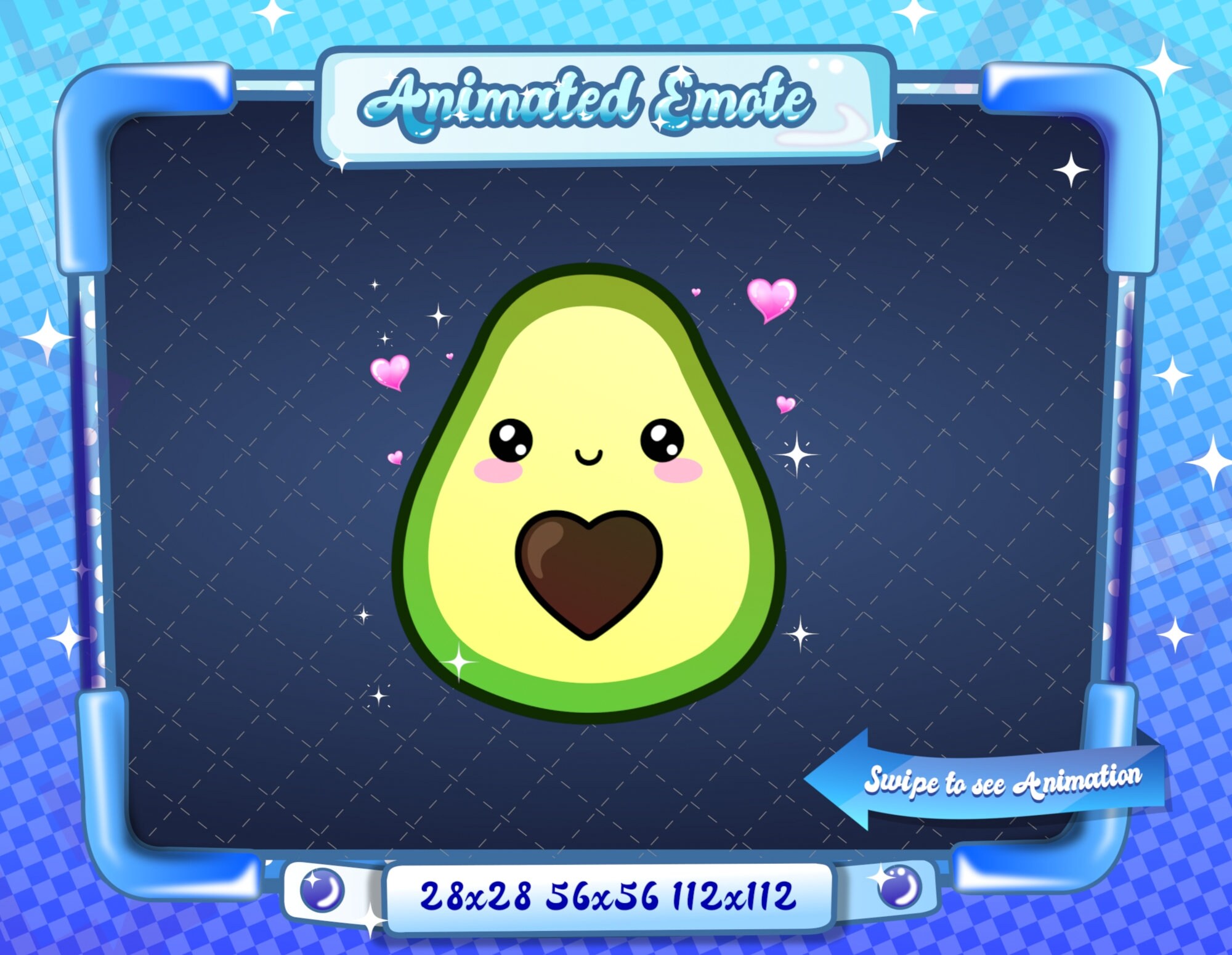 ANIMATED STATIC EMOTE Kawaii Avocado Love, Animated Avocado Emote ...