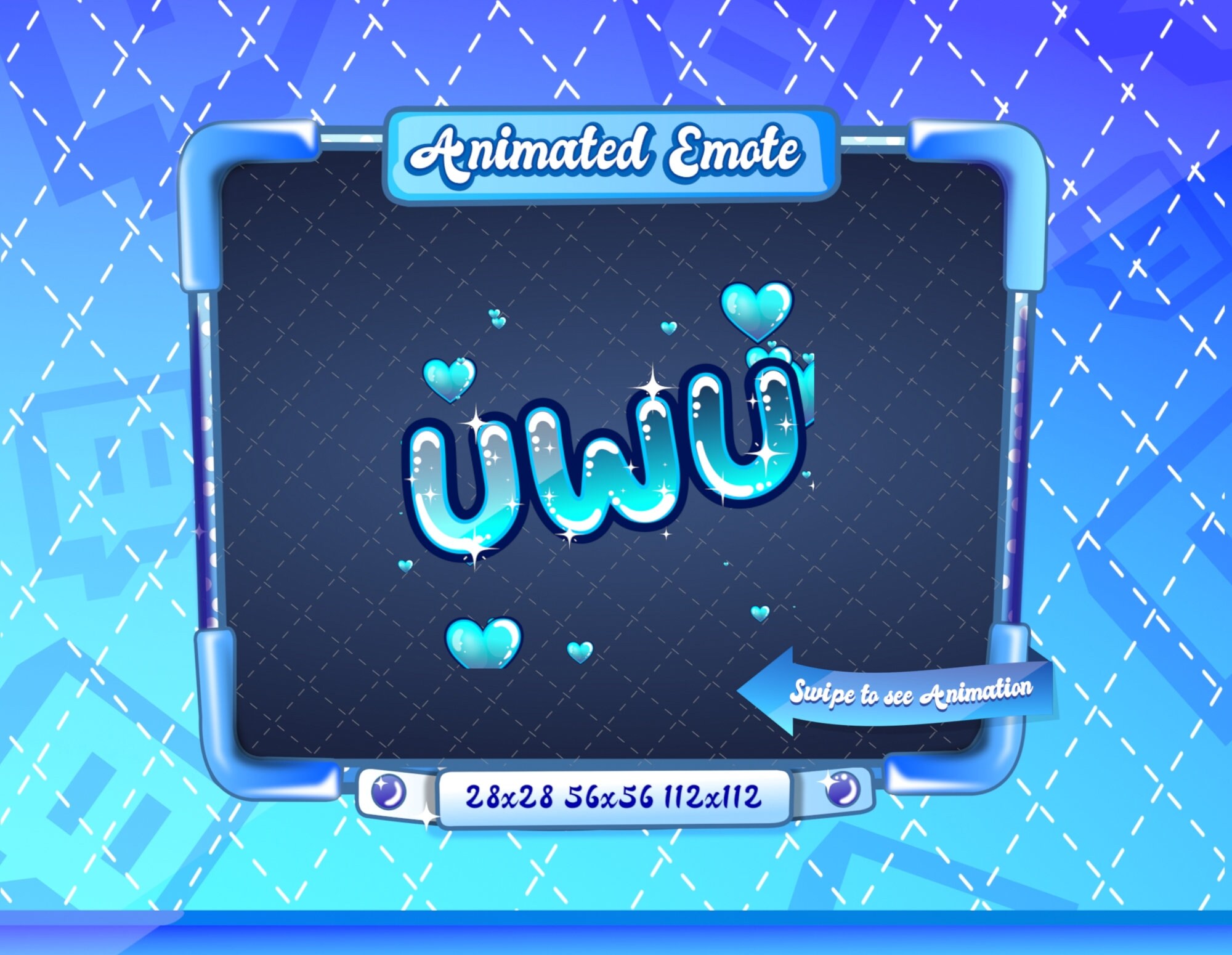 ANIMATED STATIC EMOTE Uwu, Animated Uwu Emote, Blue Uwu Sparkle Emote ...