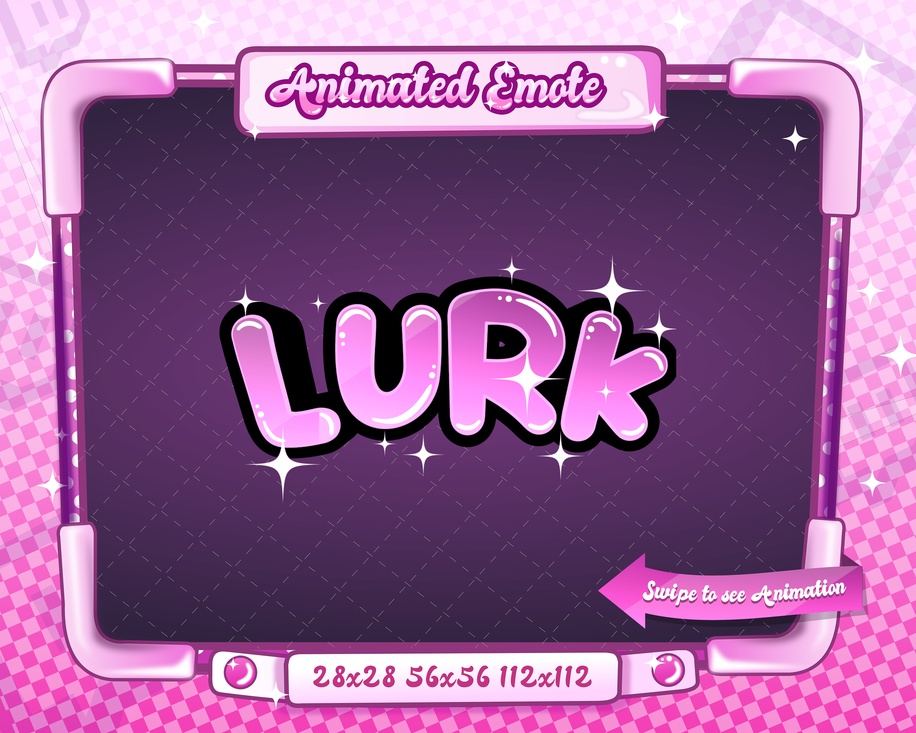 ANIMATED + STATIC EMOTE | Lurk, Animated Lurk Emote, Lurk Emote, Pink ...