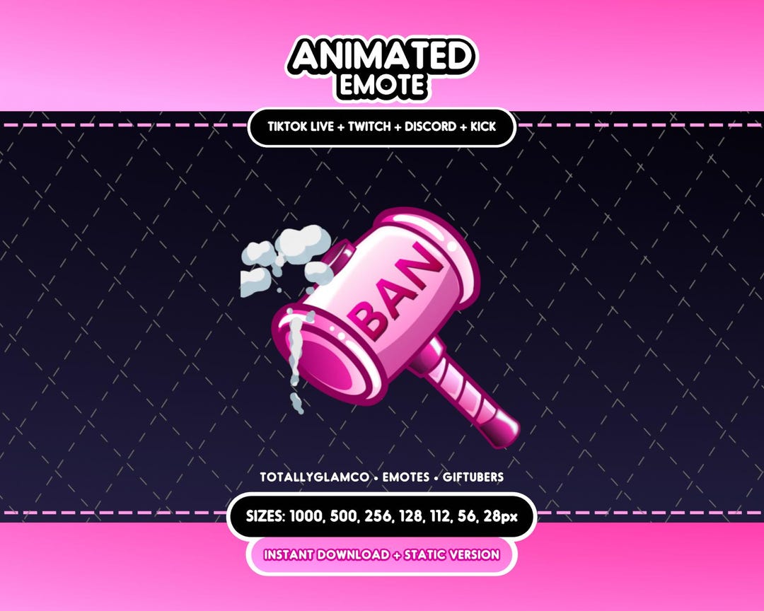 Pink Ban Hammer Emote | Animated & Static | Digital Download - Etsy