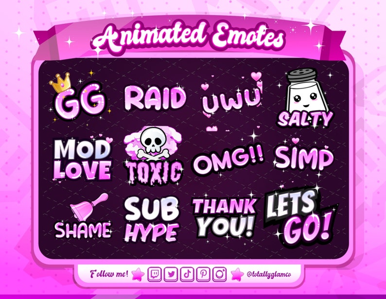 Pink Text Emote Starter Pack Animated Static, Uwu Emote, Lets Go Emote ...