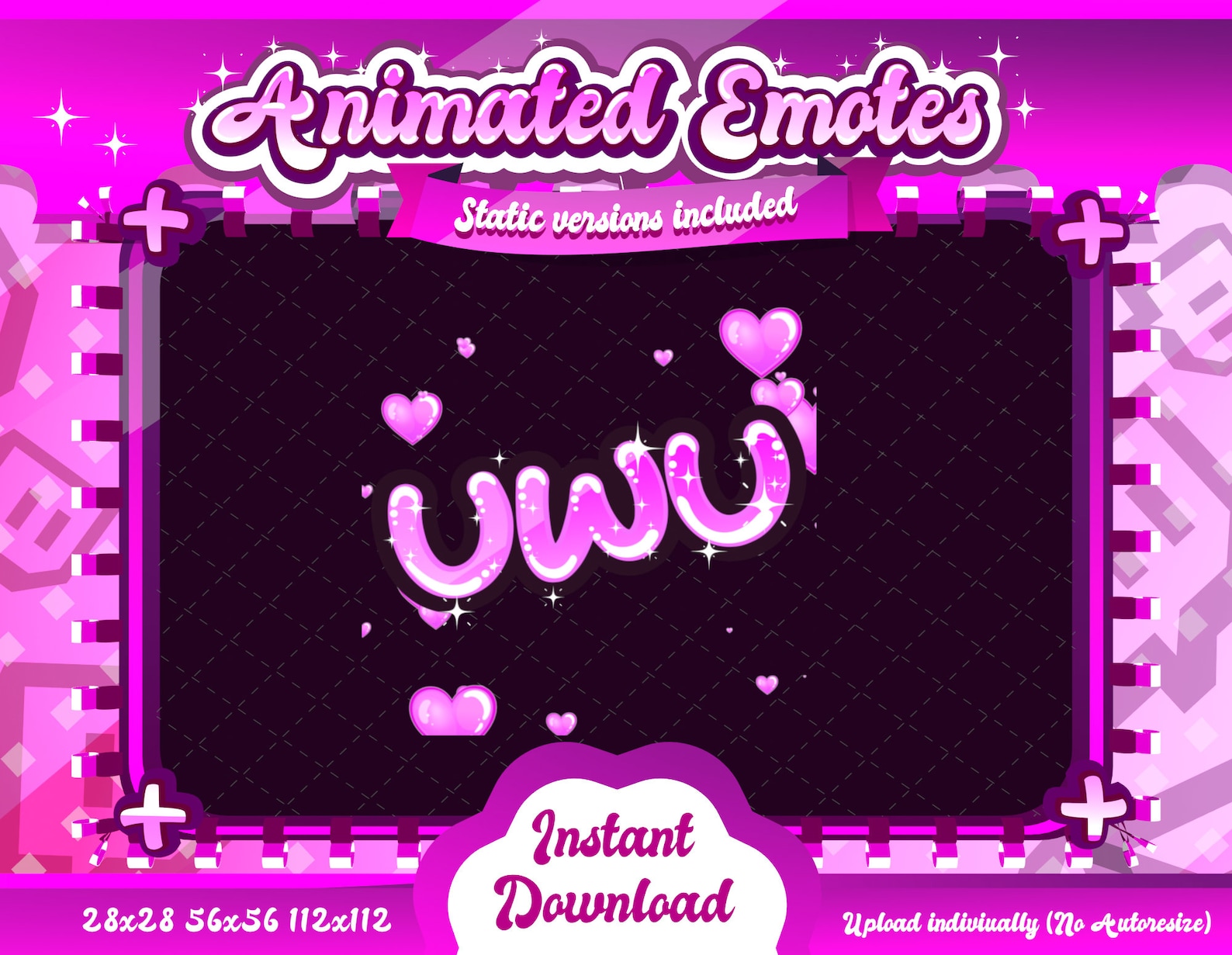 Text Emote Pack Animated Static Animated Uwu Emote Lets - Etsy