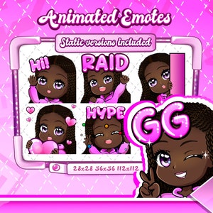 ANIMATED + STATIC EMOTES | Black Girl Braid Emotes, Animated Black Girl ...