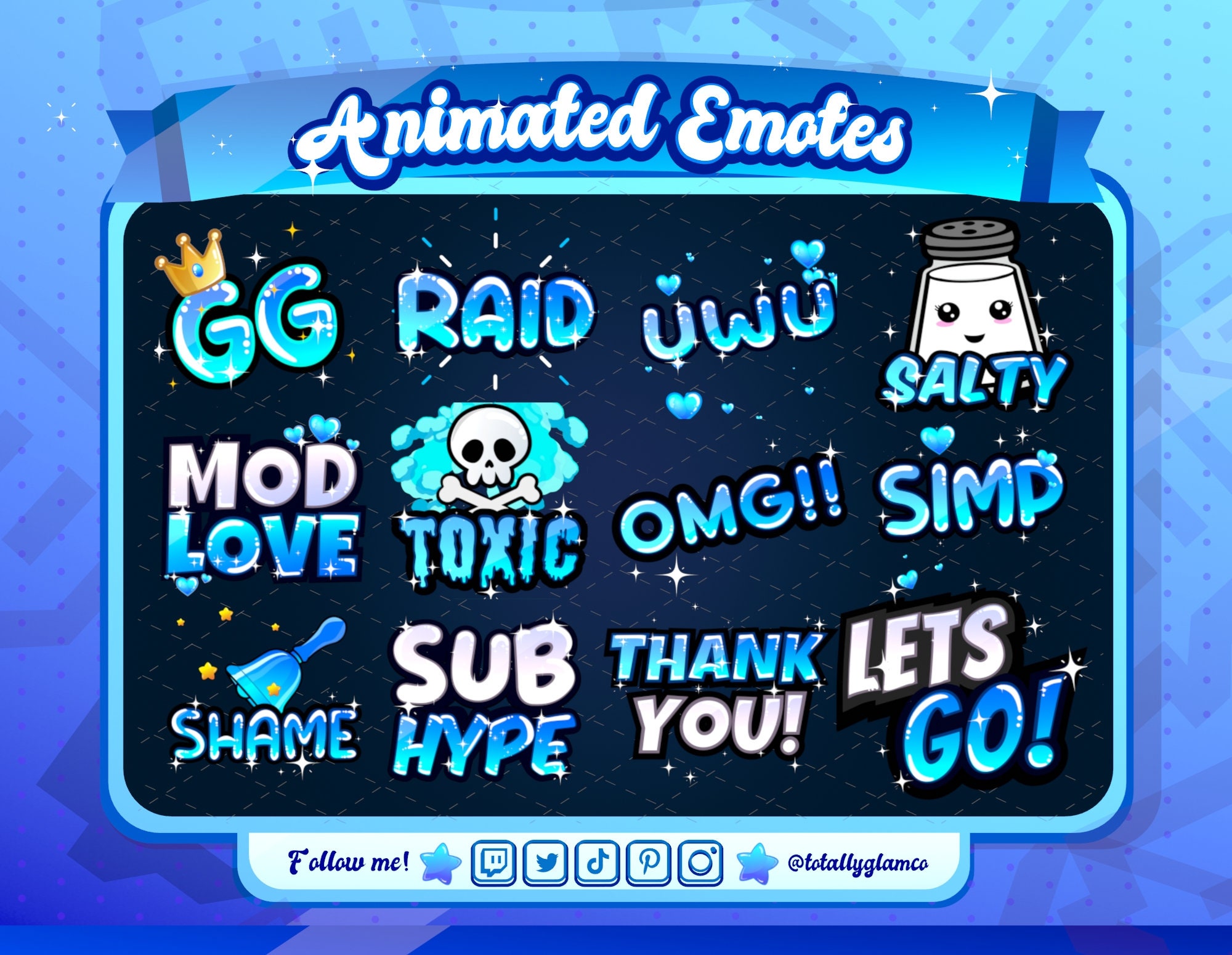 Blue Text Emote Starter Pack Animated Static, Uwu Emote, Lets Go Emote ...