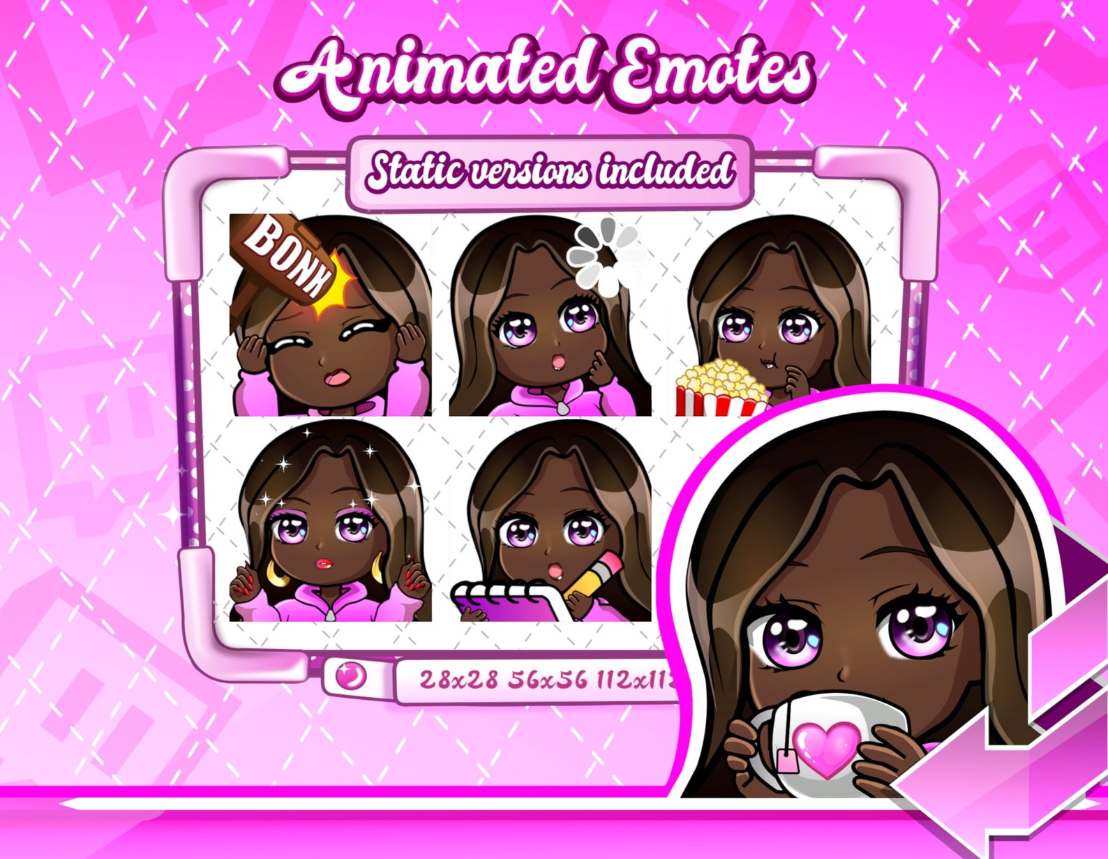 ANIMATED STATIC EMOTES Black Girl Emotes Set 2, Animated Black Girl ...