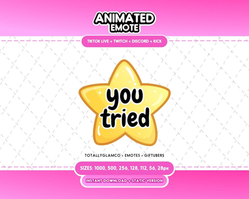 Animated You Tried Emote | Yellow Star | Twitch/discord | Digital ...