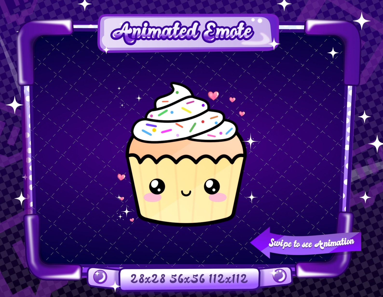ANIMATED STATIC EMOTE Kawaii Cupcake, Animated Cupcake Love Emote ...