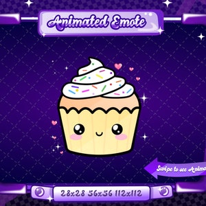 ANIMATED + STATIC EMOTE | Kawaii Cupcake, Animated Cupcake Love Emote ...