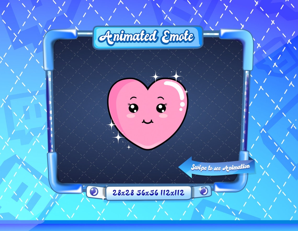 ANIMATED STATIC EMOTE Kawaii Heart, Animated Kawaii Heart Emote, Kawaii ...