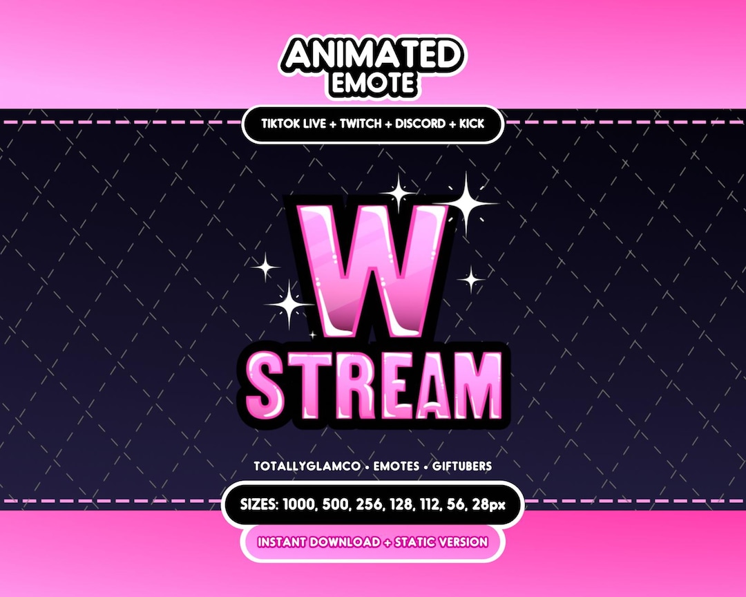 Animated + Static Pink W Stream Emote | Twitch, Discord, Tiktok ...