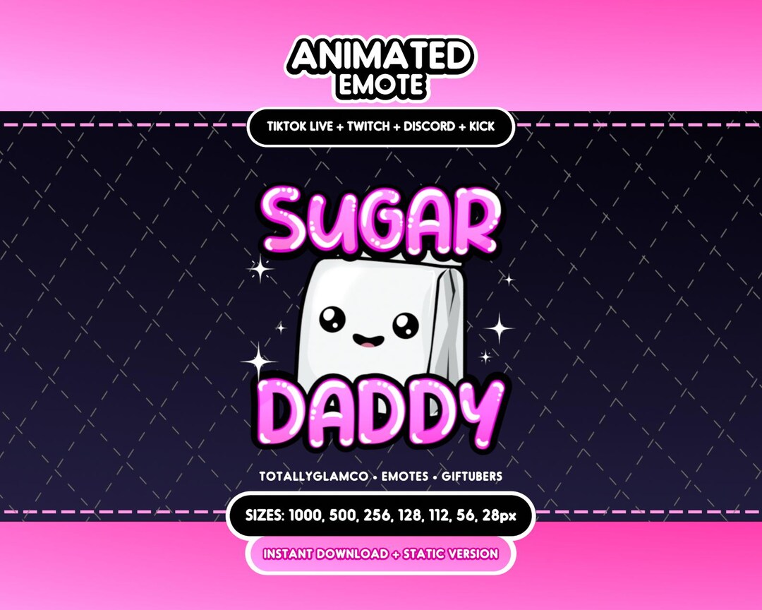 Animated Sugar Daddy Emote | Pink Kawaii Twitch Discord | Digital ...