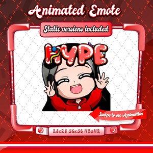 ANIMATED + STATIC EMOTE | Red Chibi Hype Emote, Animated Black Haired ...
