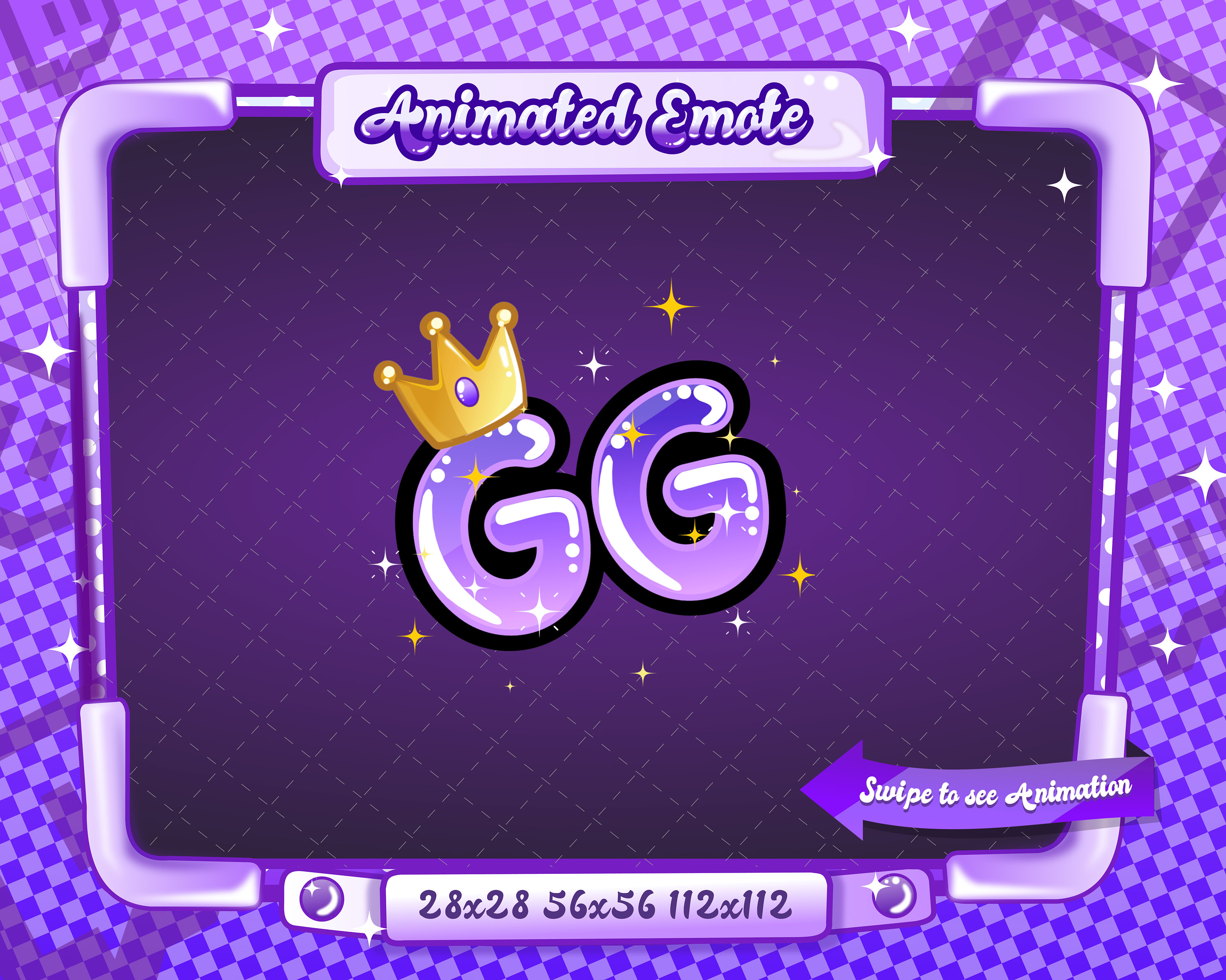 ANIMATED STATIC EMOTE Gg, Animated Purple Gg Emote, Good Game Sparkle ...
