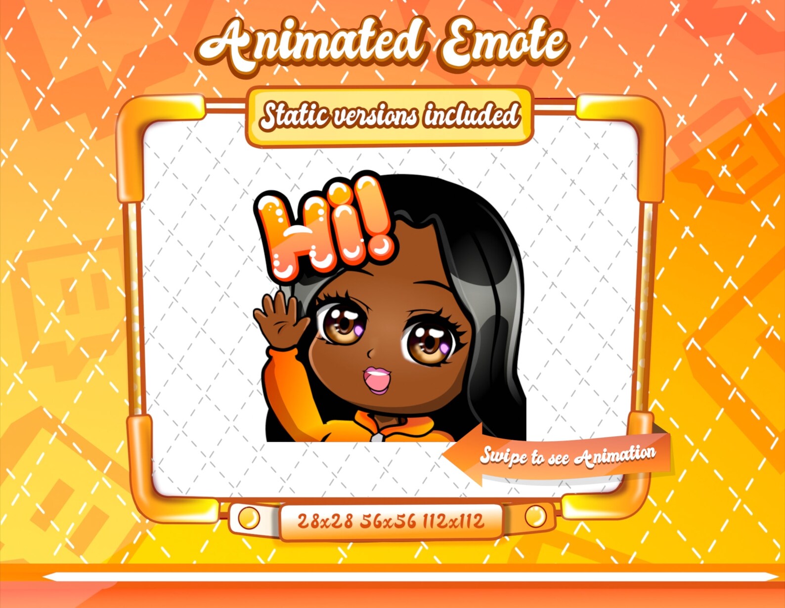 ANIMATED STATIC EMOTE Hi Chibi Emote, Animated Black Haired Emote, Hi ...