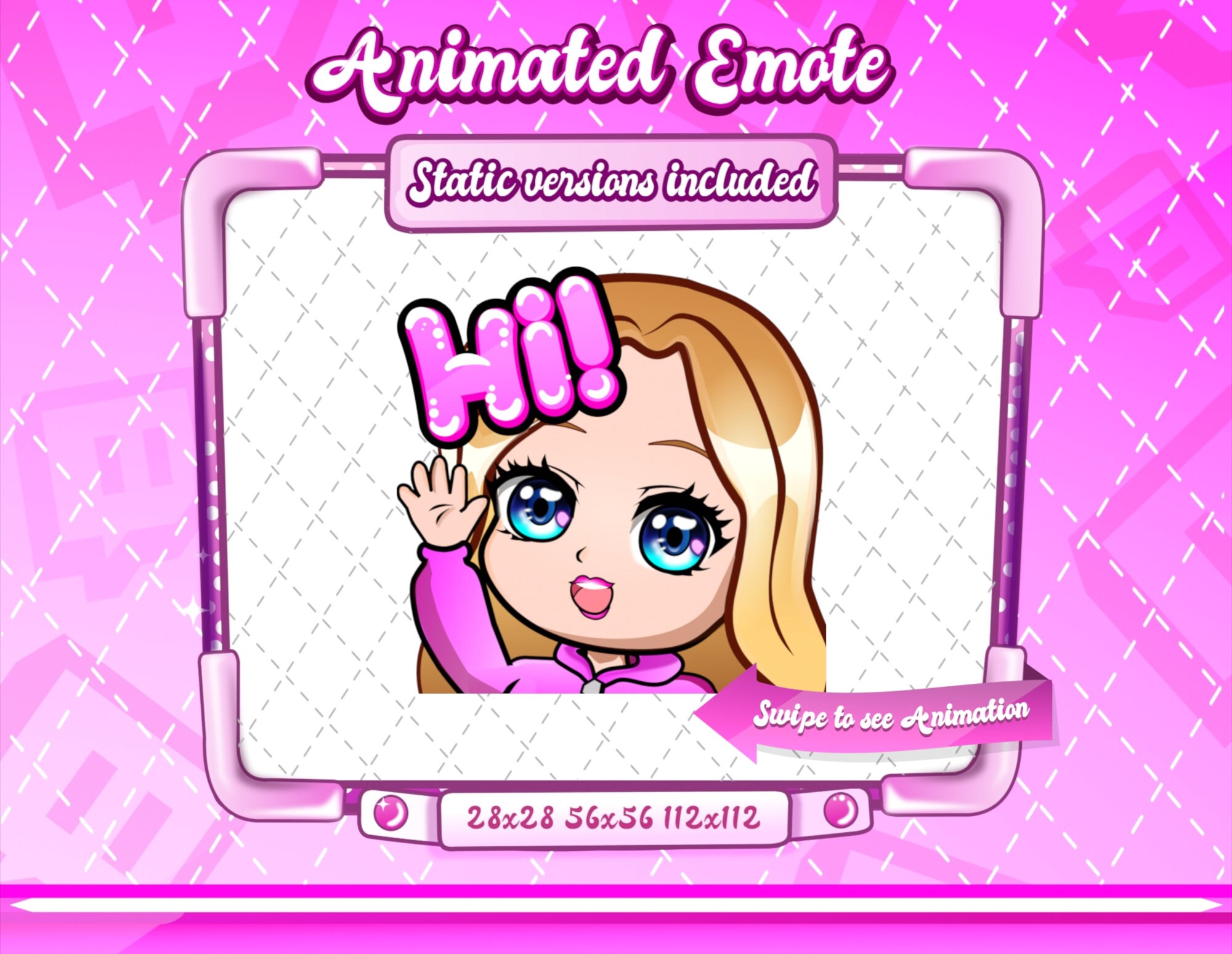 ANIMATED STATIC EMOTE Blonde Girl Hi, Animated Blonde Hi Emote, Hi ...