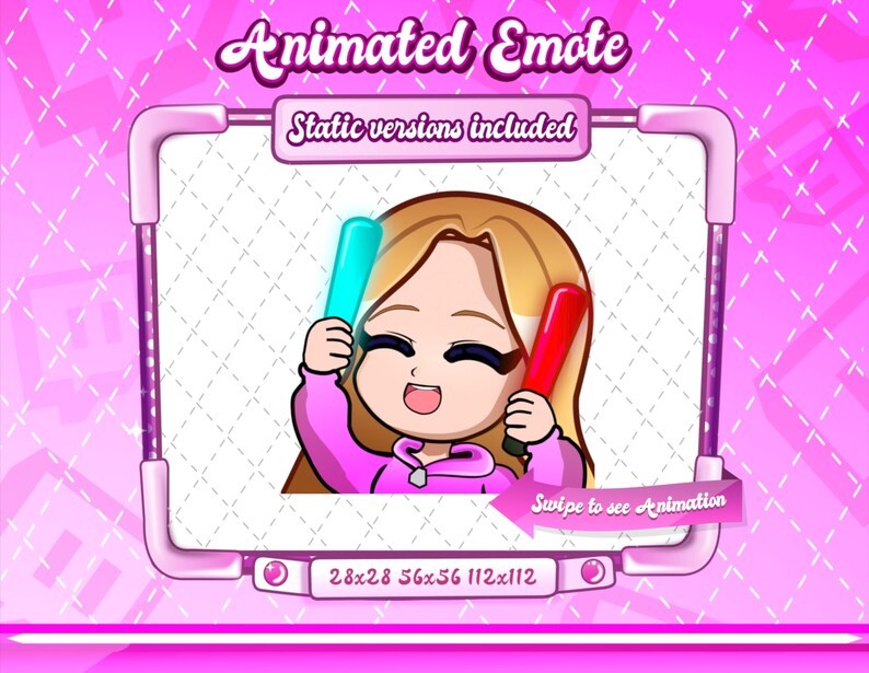 ANIMATED STATIC EMOTE Blonde Hair Rave, Animated Chibi Rave Emote, Rave ...