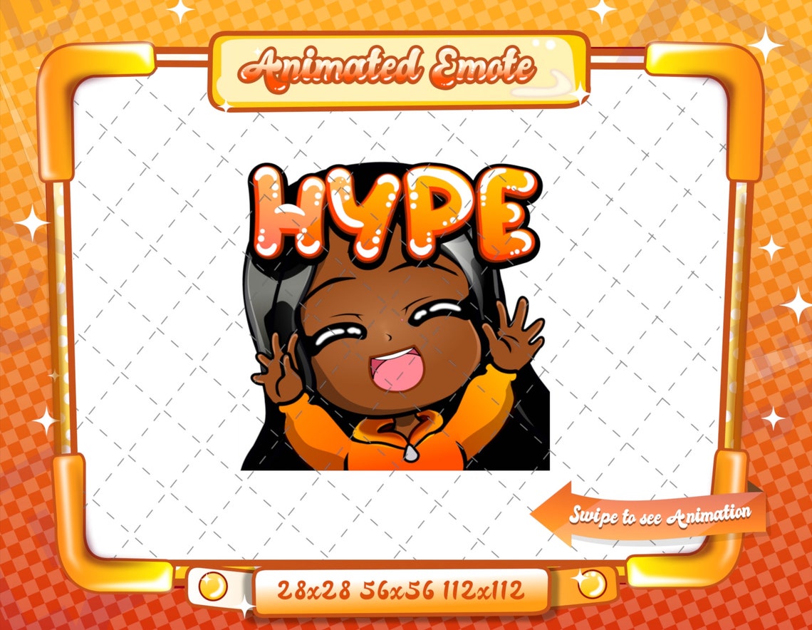 ANIMATED STATIC EMOTE Hype Chibi Emote, Animated Black Haired Emote ...