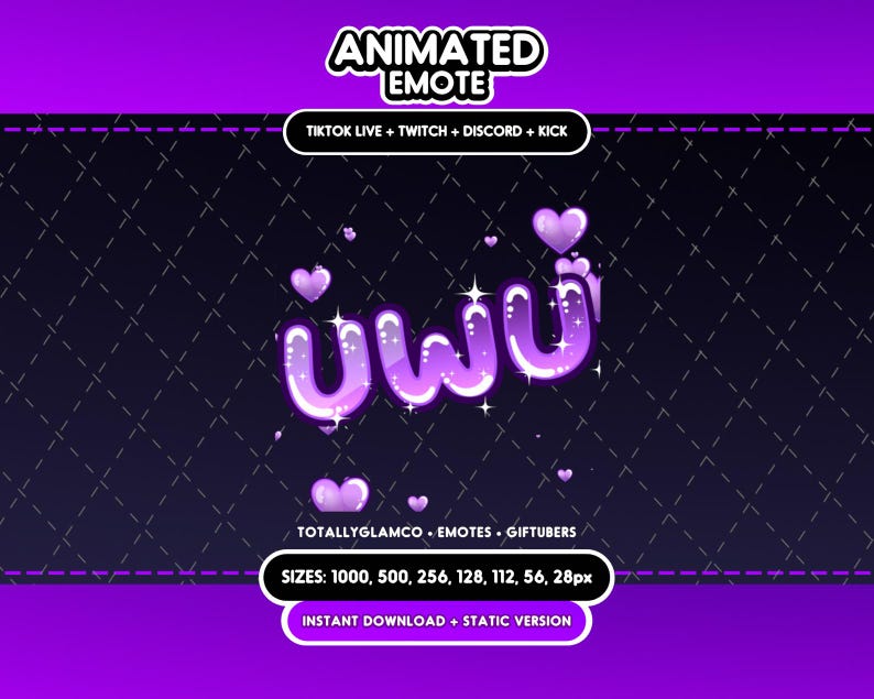 ANIMATED + STATIC EMOTE | Uwu, Animated Uwu Emote, Purple Uwu Sparkle ...