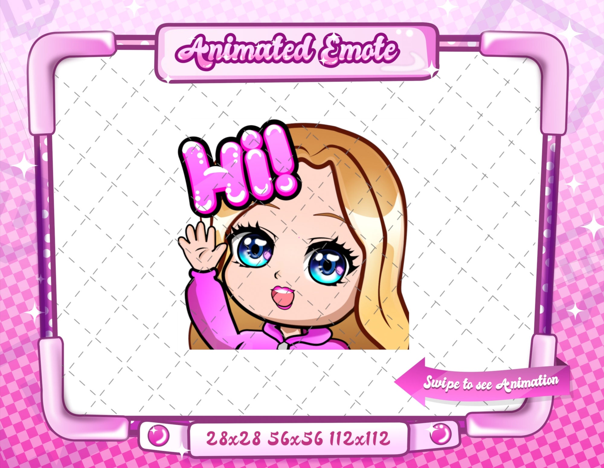 ANIMATED STATIC EMOTE Blonde Girl Hi, Animated Blonde Hi Emote, Hi ...