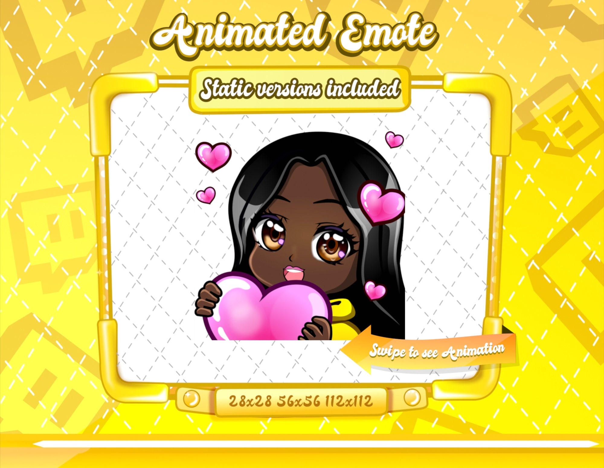 ANIMATED STATIC EMOTE Love Chibi Emote, Animated Black Haired Emote ...