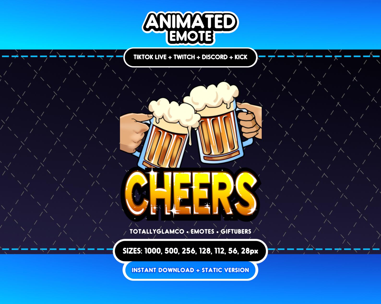 ANIMATED + STATIC EMOTE | Cheers, Animated Cheers Emote, Cheers Sparkle ...