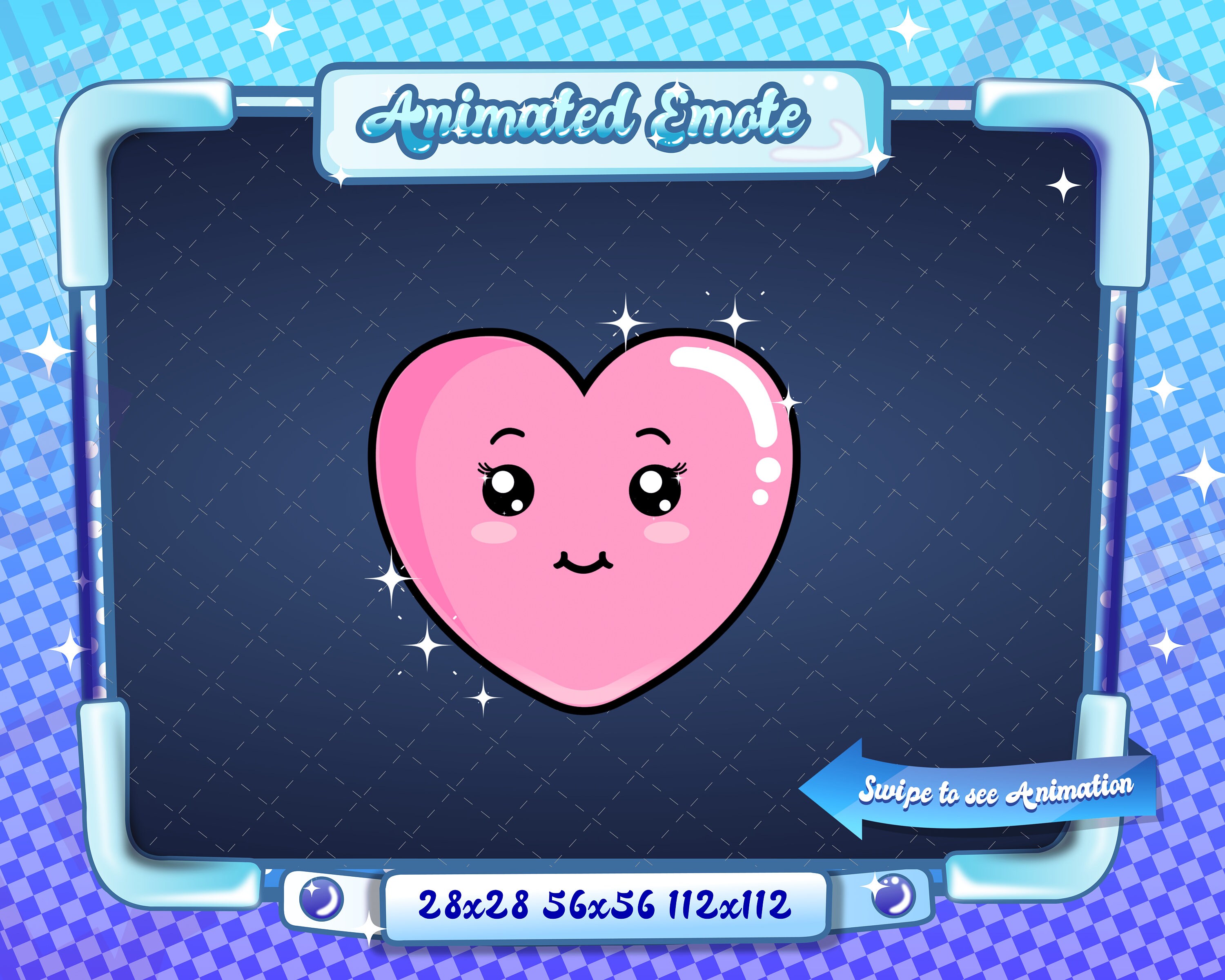 ANIMATED STATIC EMOTE Kawaii Heart, Animated Kawaii Heart Emote, Kawaii ...