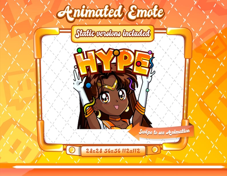 90s Anime Black Girl Emotes | Glam Twitch Streamer Pack | Animated ...
