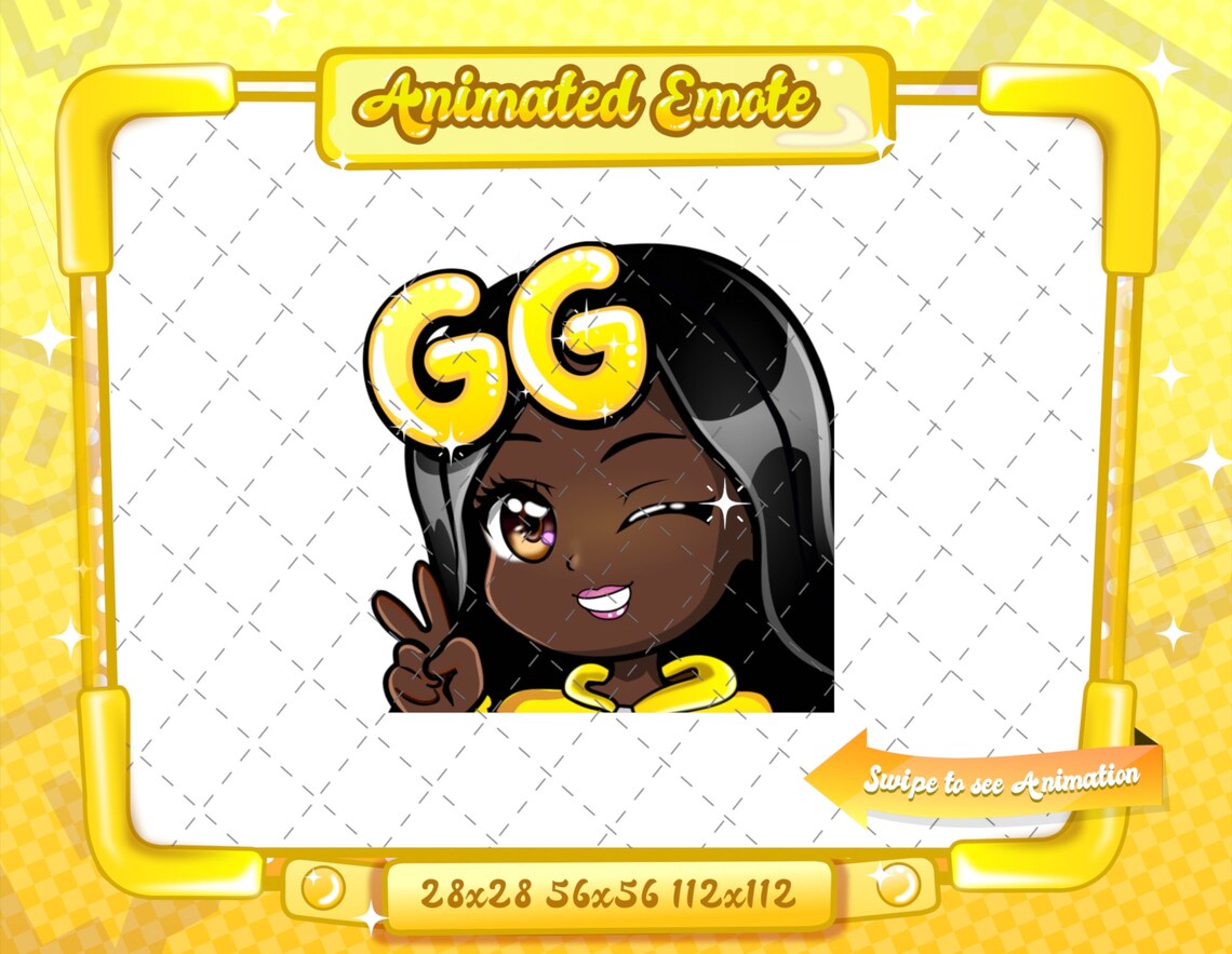 ANIMATED STATIC EMOTE Gg Chibi Emote, Animated Black Haired Emote, Gg ...